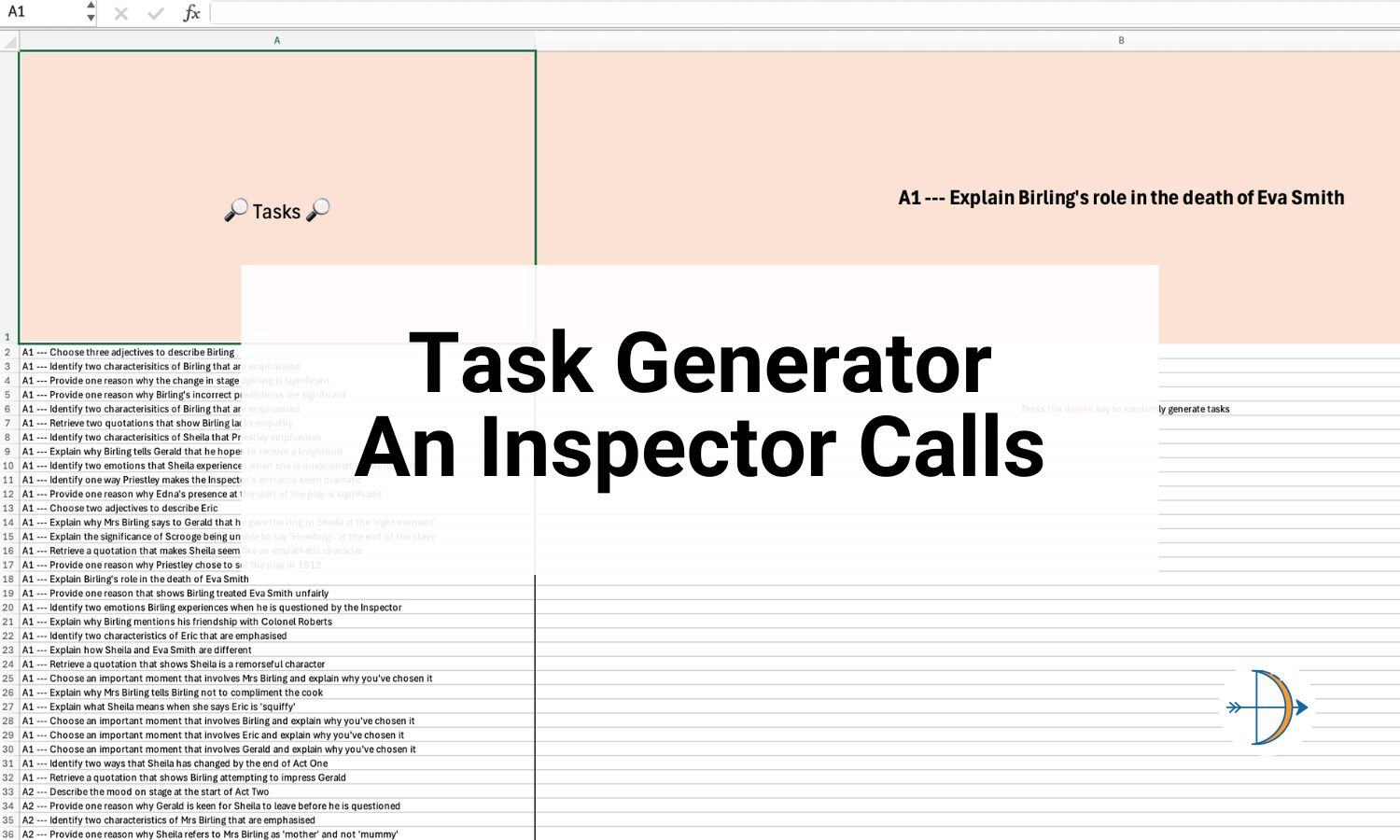 Random Task Generator For An Inspector Calls | KS4 Teaching Resource